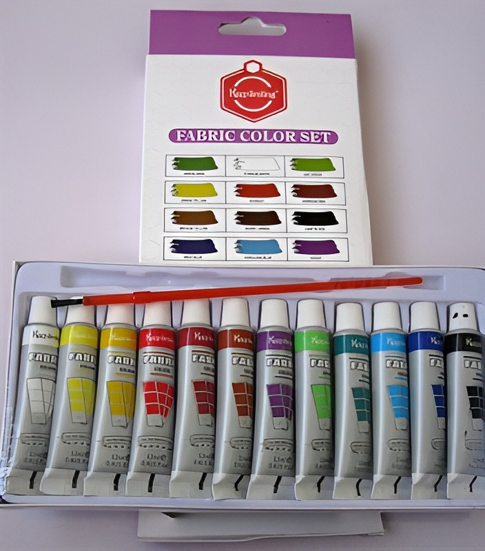 Acrylic - Fabric - colour paint set - pack of 12 x 12 ML tube ( each ...