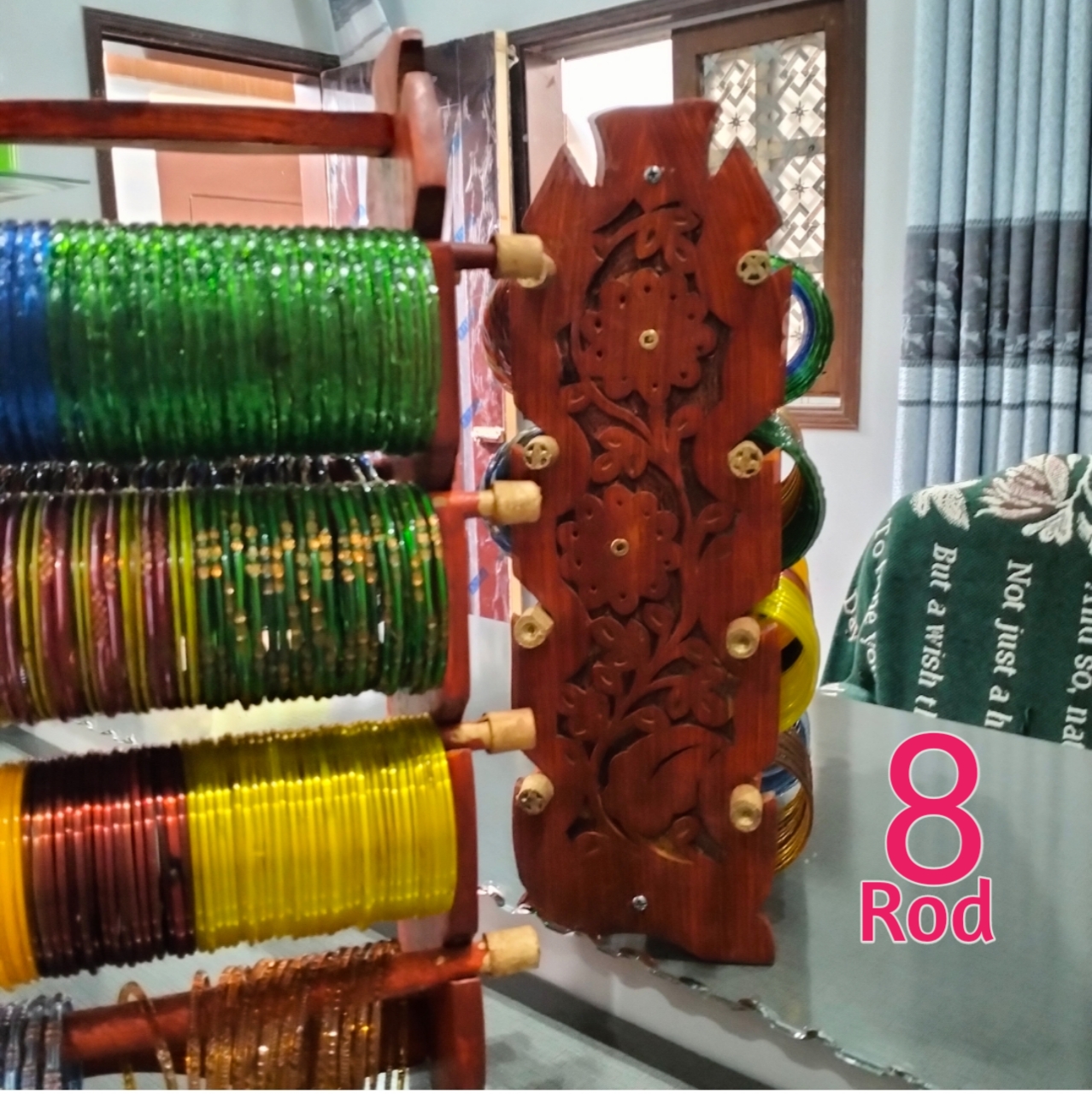 Handcrafted Floral Carved Wooden Bangle Stand – Multi-Tier Bangle ...