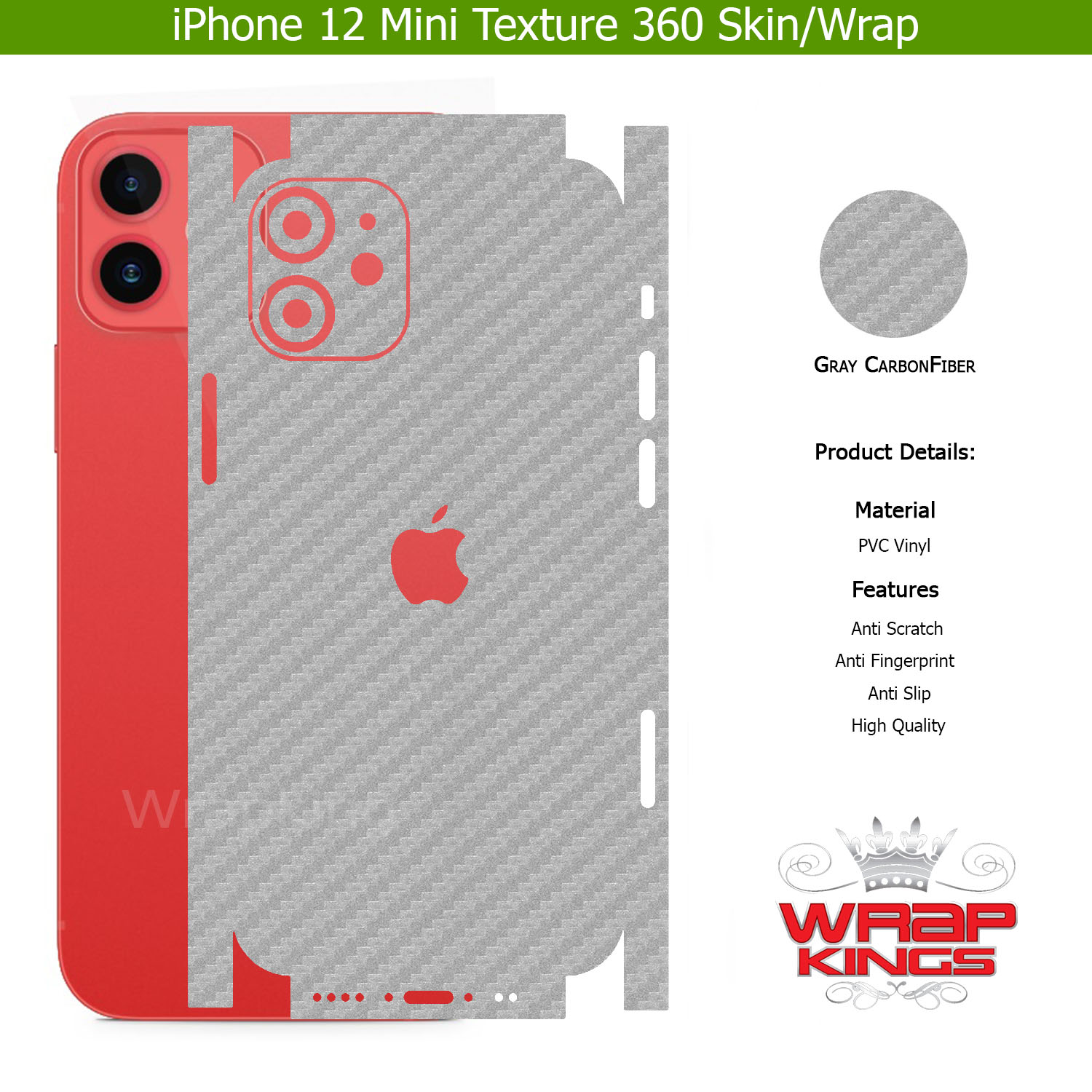 For Iphone 12 mini Skin/Wrap 360 Protection Sheet/ Carbon fiber/ Matte ...