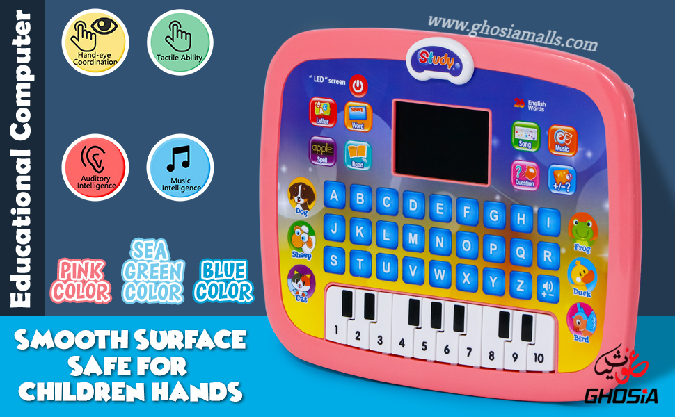 Children Learning Laptop Computer Educational-LED Display with Music ...