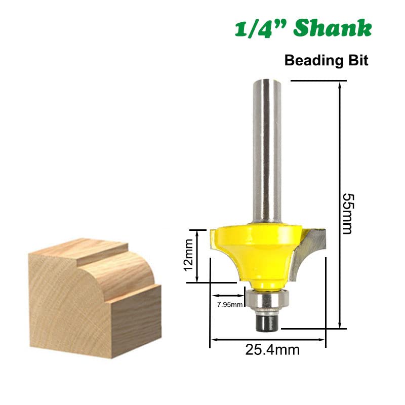 3Pcs Router bit set 1/4 Inch Shank Forming Roundover Beading Router Bit ...