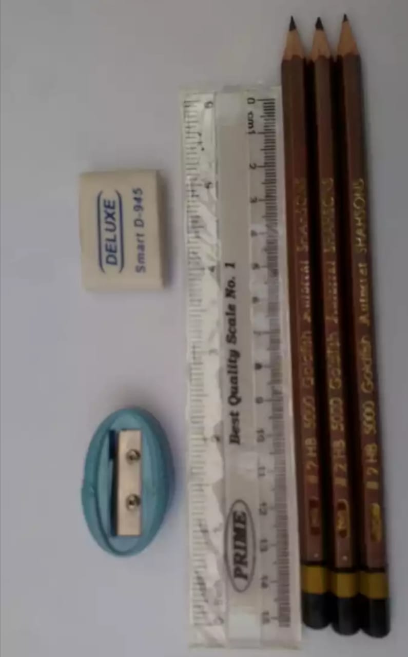 School Kids Stationary Combo set ( 3 Pencils , Eraser , Sharpener And ...