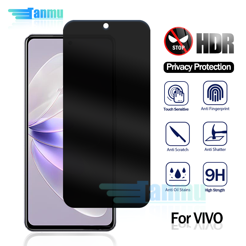 【ETOP】Anti spy Tempered Glass For VIVO V29e V27e V25e V25 V23 V23e V21e V21 V20 SE X70 X60 5G ...
