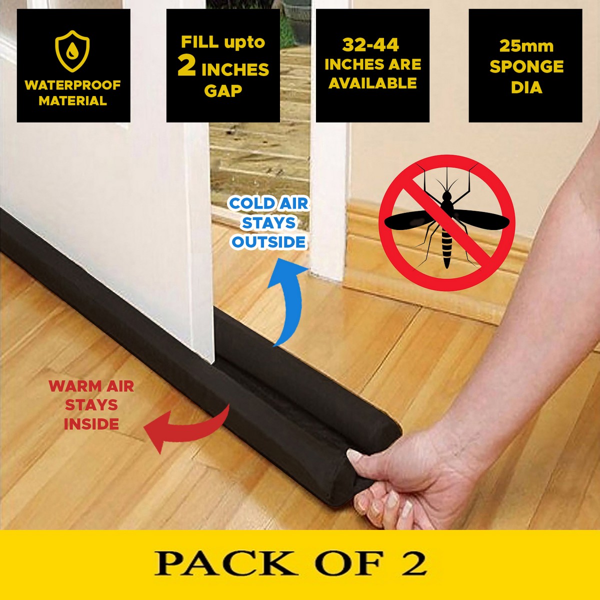 Pack of 2 Door Dust Stopper Flexible Door Bottom Sealing Strip Guard ...