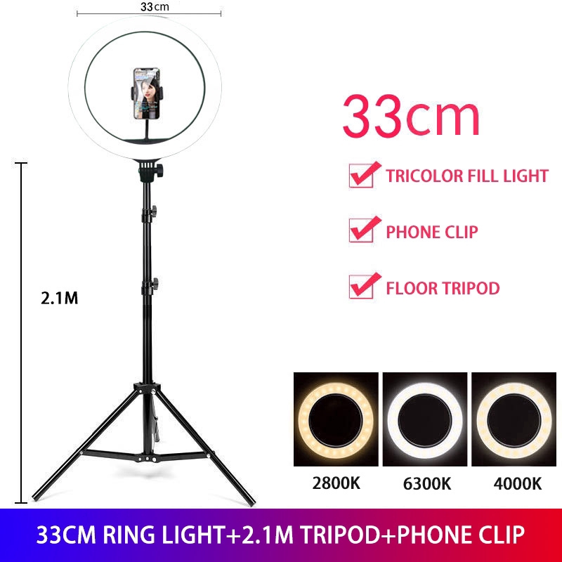33 CM Selfie LED Ring Light with 7 Feet Tripod Stand & Mobile Holder ...