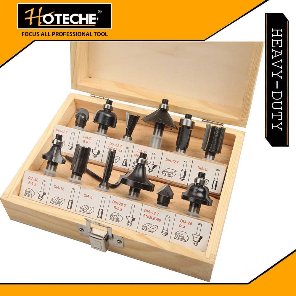 Hoteche 12 pcs 1/2 Inch Router Bit Set Shanks Tungste Carbide Rotary ...