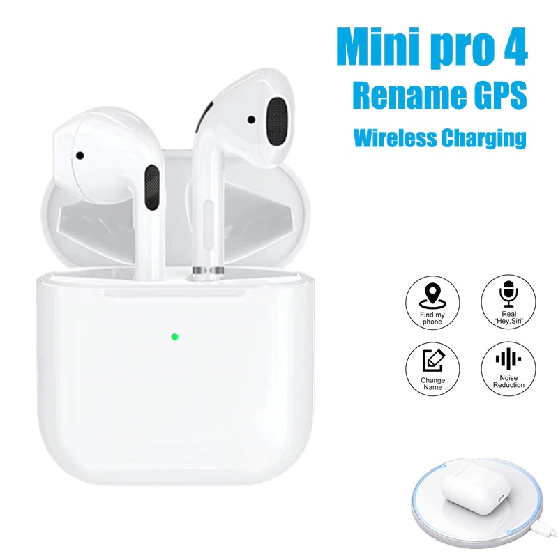 Mini Pro 4 TWS Wireless Bluetooth Earphones Hi-Fi Sports Gaming Earpods ...