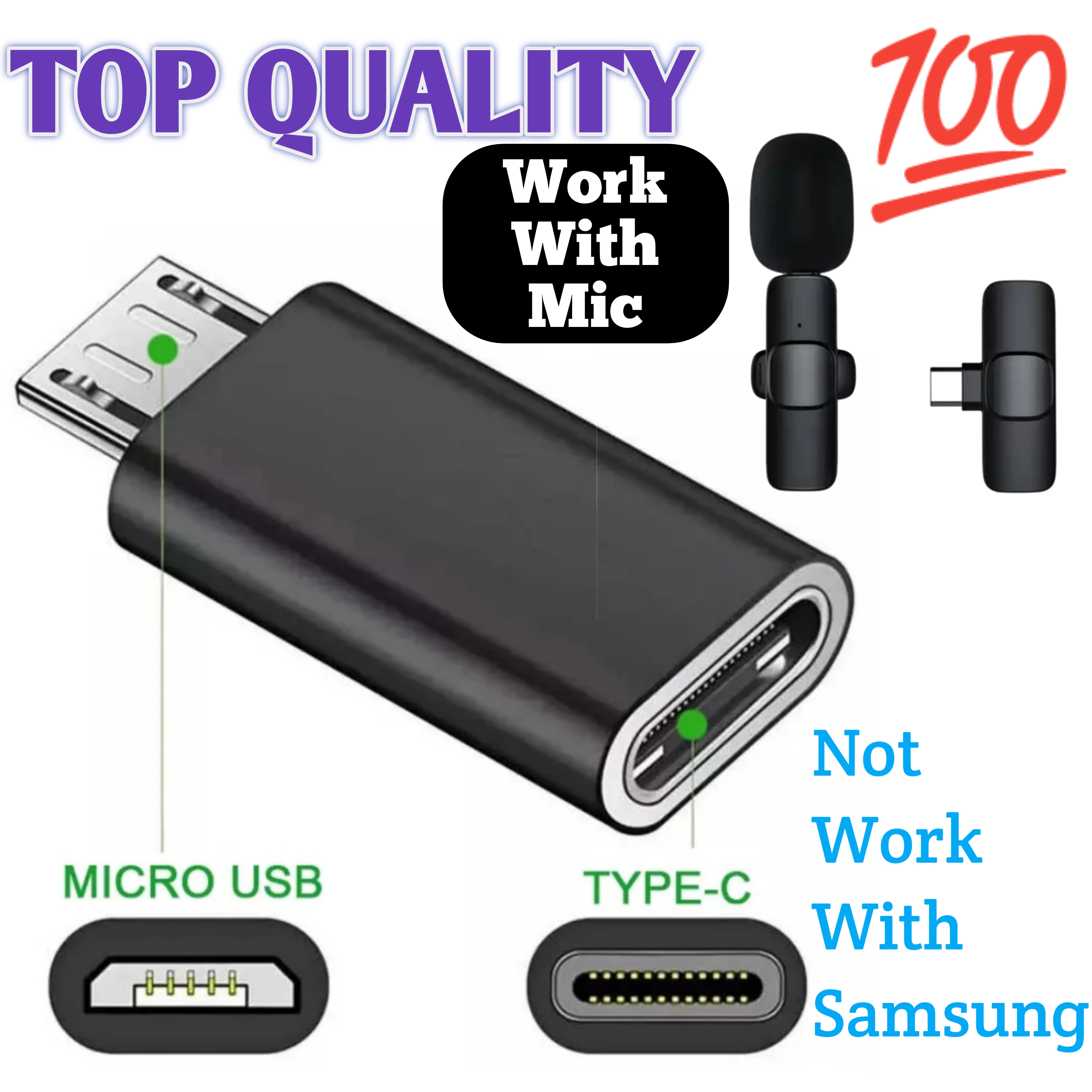 USB Type-C to Micro B Adapter Fast Charging & Data Sync Converter for ...