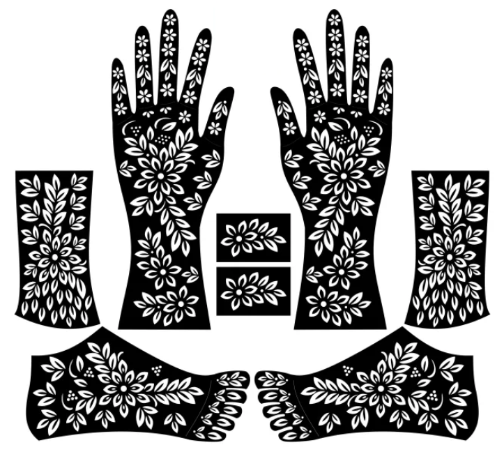 Bridal Mehndi Design Hand and Foot Mehndi Stencils, Mehndi stickers ...