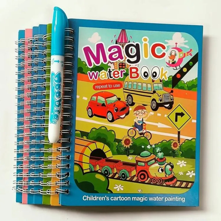 Magic Water Book, Water Drawing Book, Reusable Doddle Book with Pen for ...