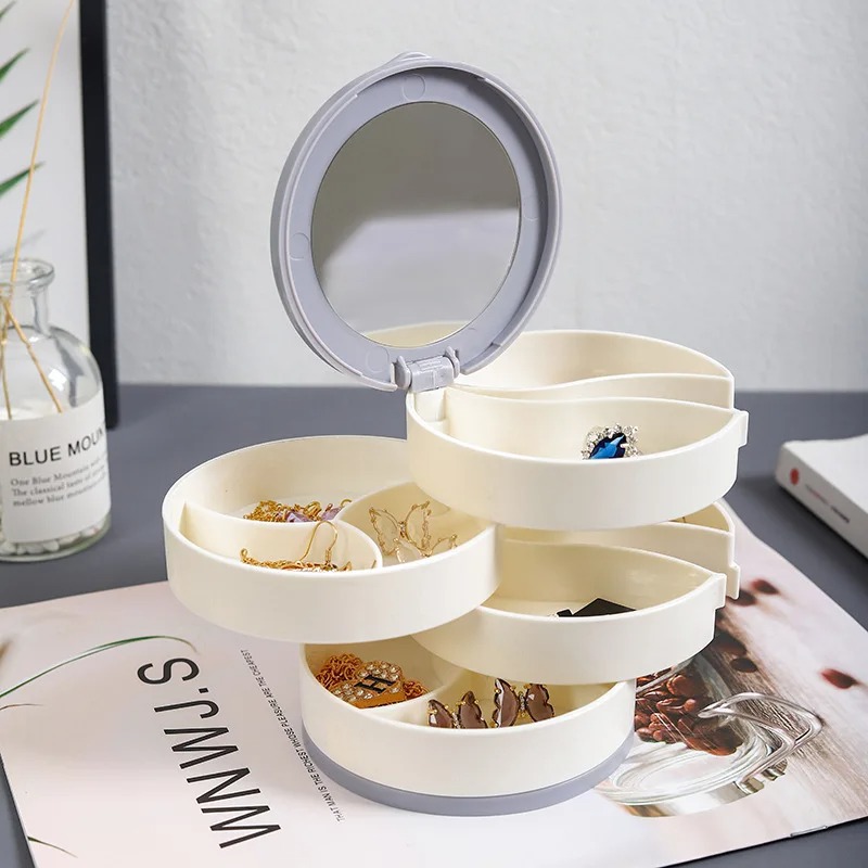ZT - 4 Layers Rotating Mirror Jewelry Organizer Box | Daraz.pk