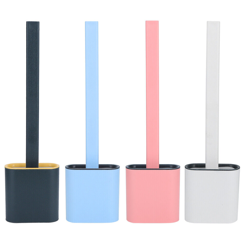 Silicone WC Toilet Brush Set: Wall Mounted Flat Head Brush with ...