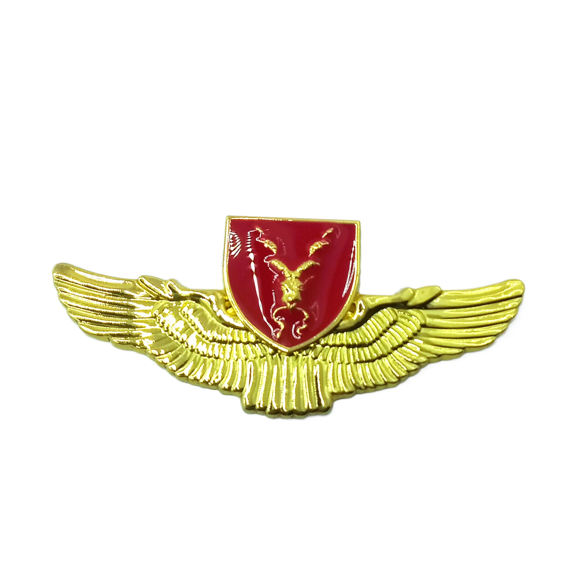 Markhor Wings Red Golden Metal Monogram 1pc Sticker Size 2.5 X 1 inch ...