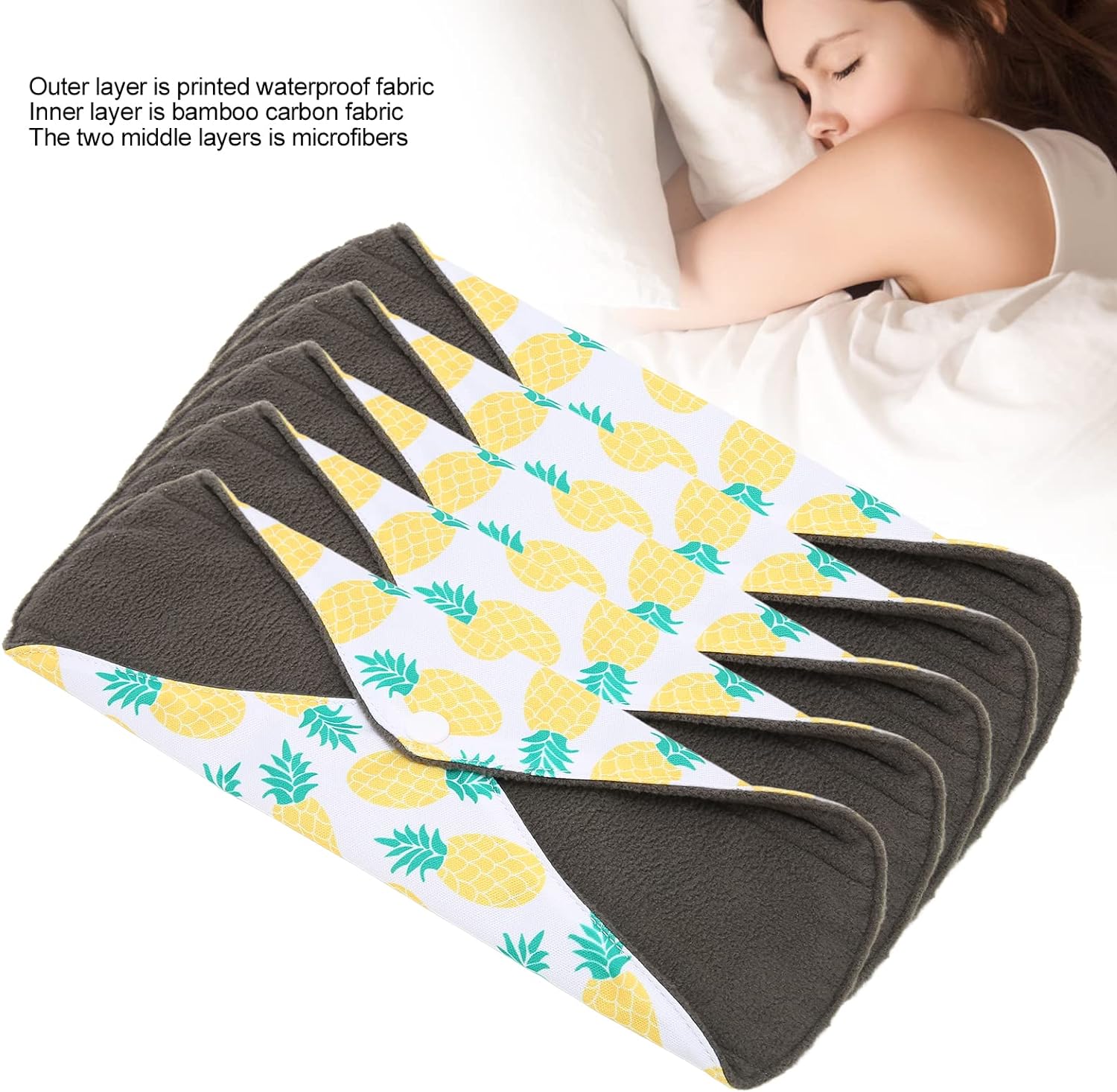 Washable Sanitary Pad, Reduce Gynecological Disease Reusable Sanitary ...