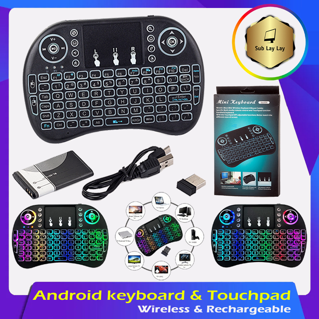 Rgb Mini Wireless Keyboard Air Touchpad Mouse Rechargeable Battery Backlit Perfect For