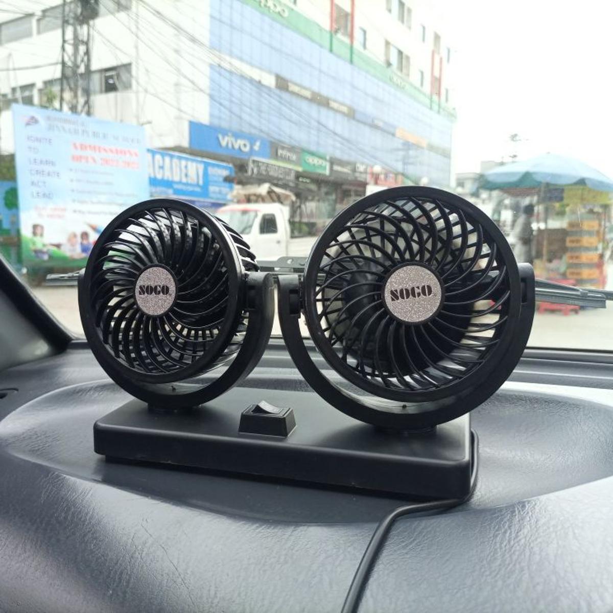 Sogo 360 Degree Adjustable 12V Double Fan Car Dashboard Fan Black ...