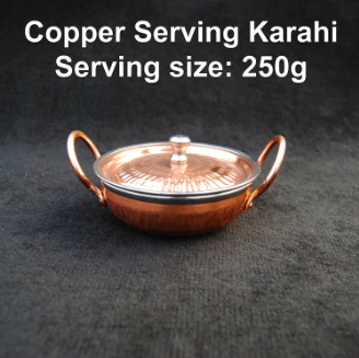 Copper Karahi Serving Dish Copper Pot 1 person serving, 250g Serving ...