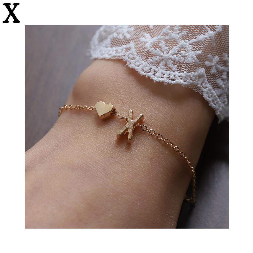 26 English Initial Letter Bracelets For Lovers Women Men Heart-shaped ...