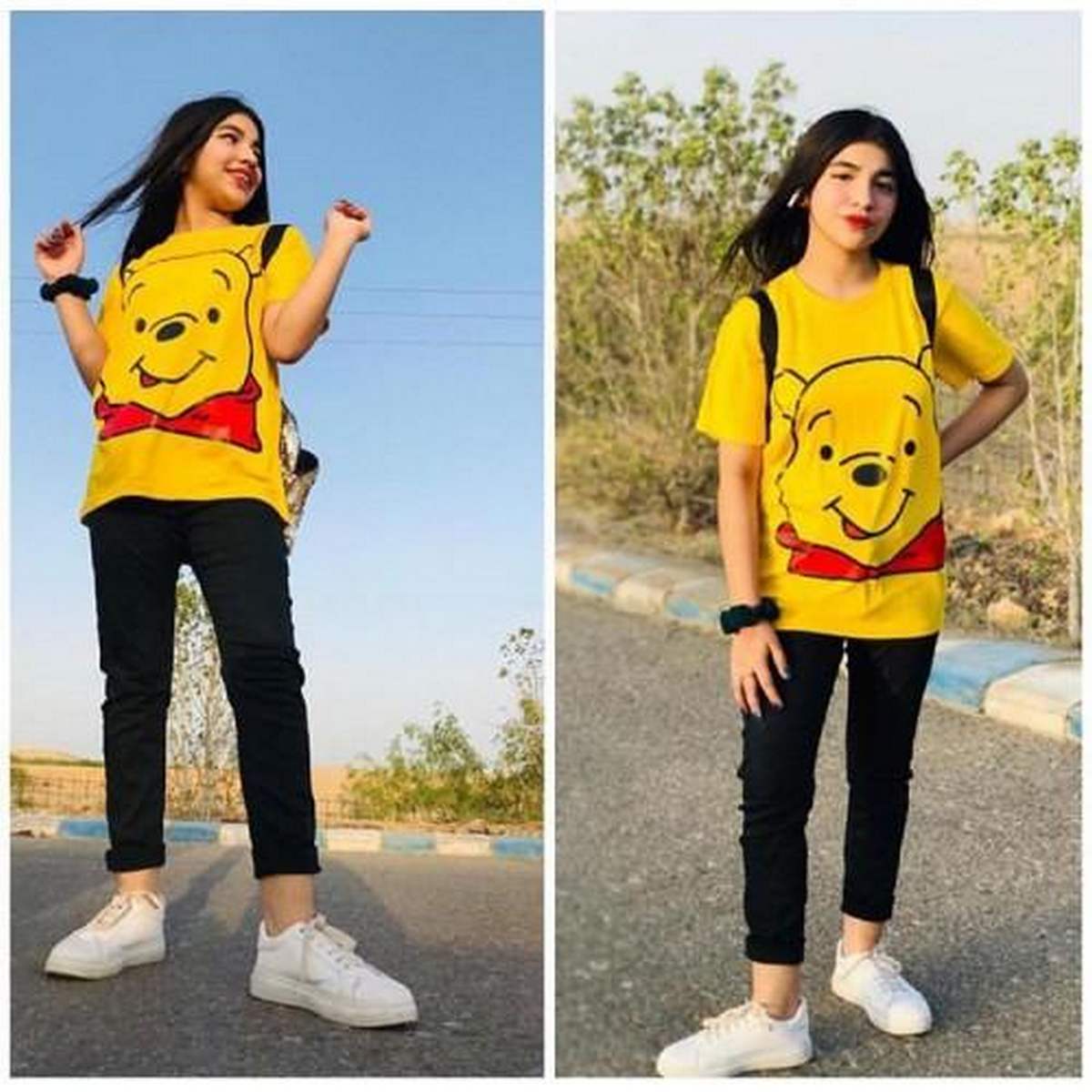 Tiddy bear Round Neck T shirt in Yellow Colour for girls | Daraz.pk