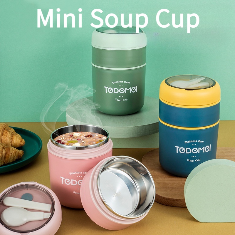 Best Quality Tedemei 710ml Portable 2 Portion Stainless Steel Soup Cup ...