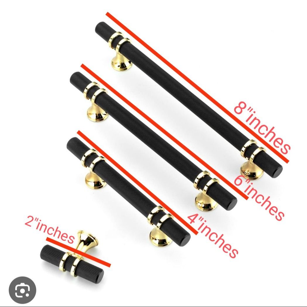 Golden & Black Cabinet Door Handles. Kitchen Cabinet. Handles Solid ...