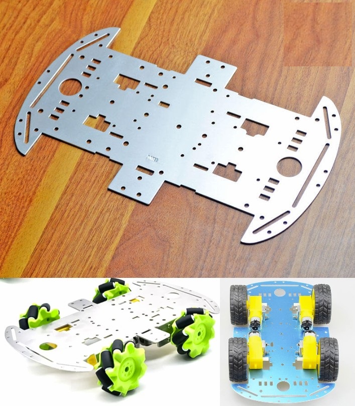 Aluminum Smart Car Chassis 4WD Base Plate Robot Car 1.5mm thick Arduino ...