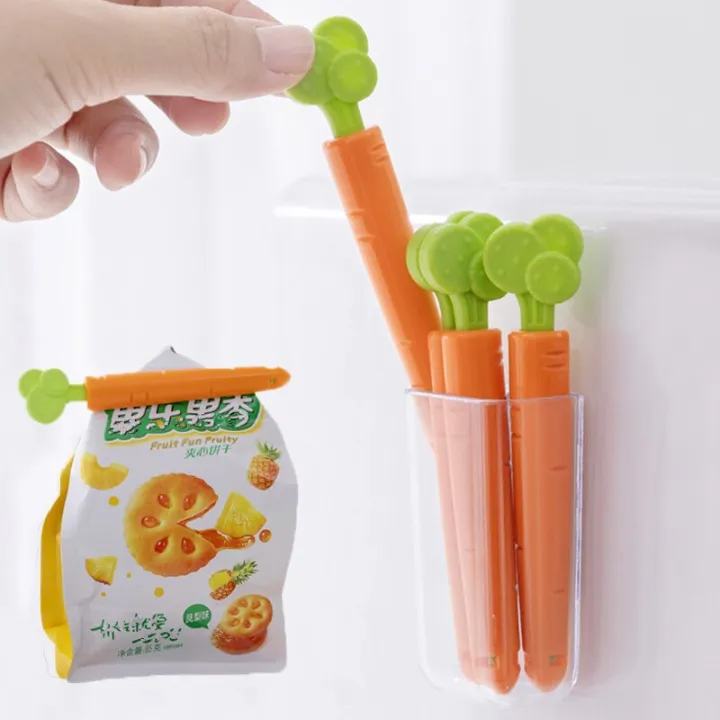 5pcs Bag Clips Portable Food Snack Bag Sealing Clamp Carrot Shape Food ...