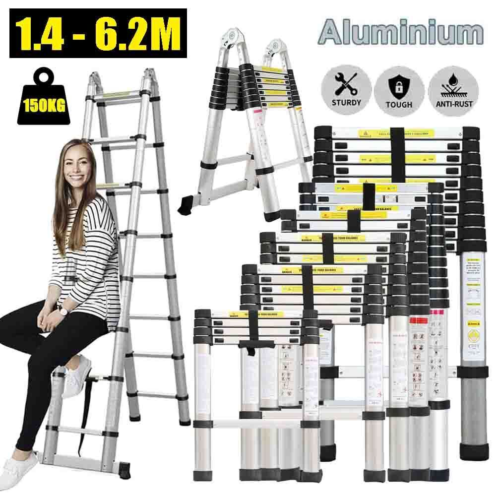 8ft,10.13ft,15ft,18ft,21ft Feet Aluminum Telescopic Ladder Folding ...