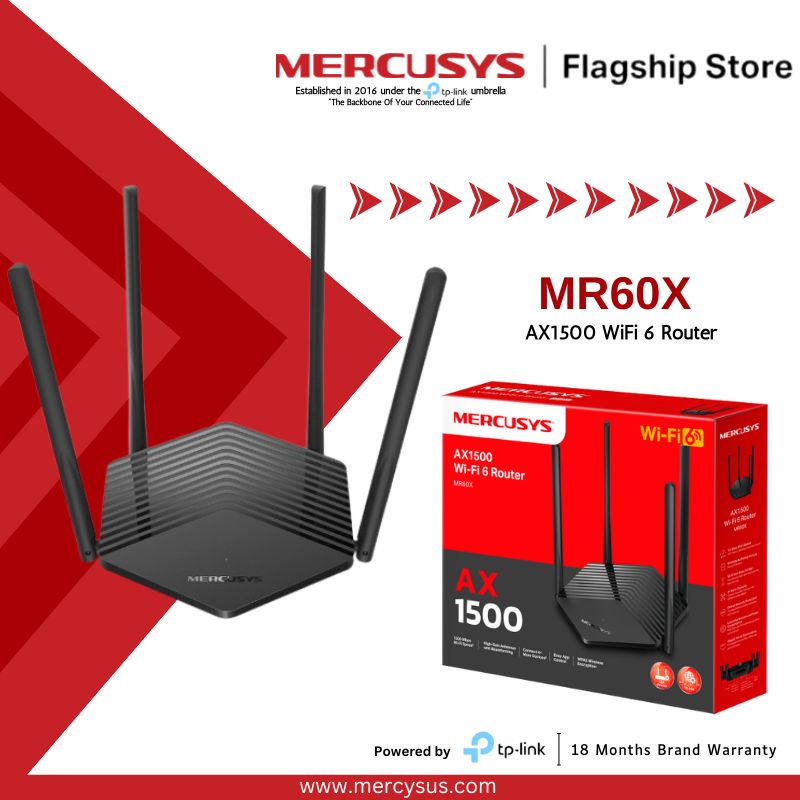 Mercusys Wi-Fi 6 Router MR60X AX1500 WiFi 6 Router - 18 Months Brand ...