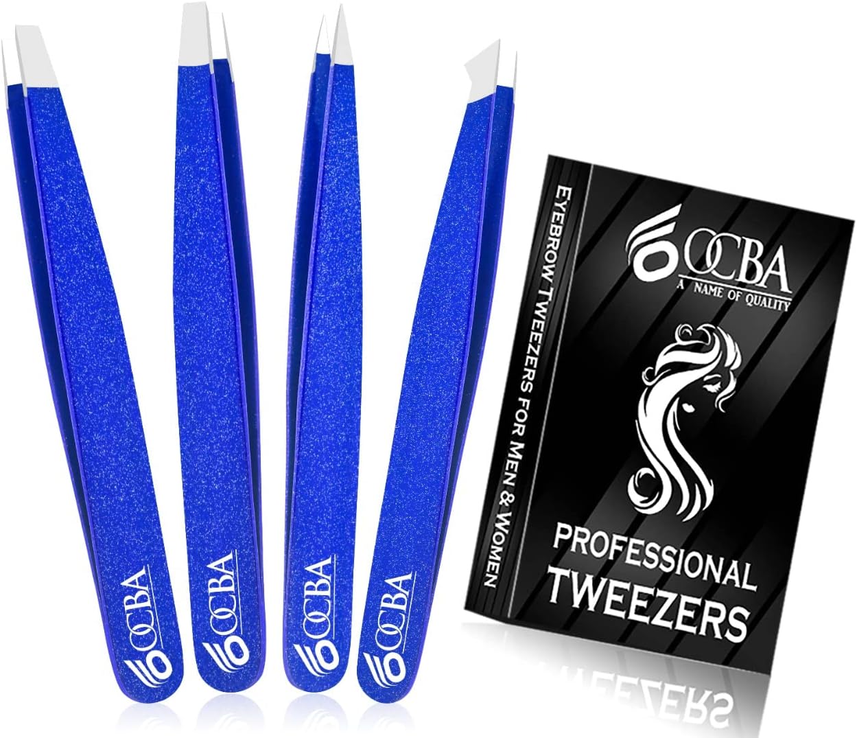 OCBA Tweezers Set for Eyebrow and Facial Hairs for Man & Woman - Four ...