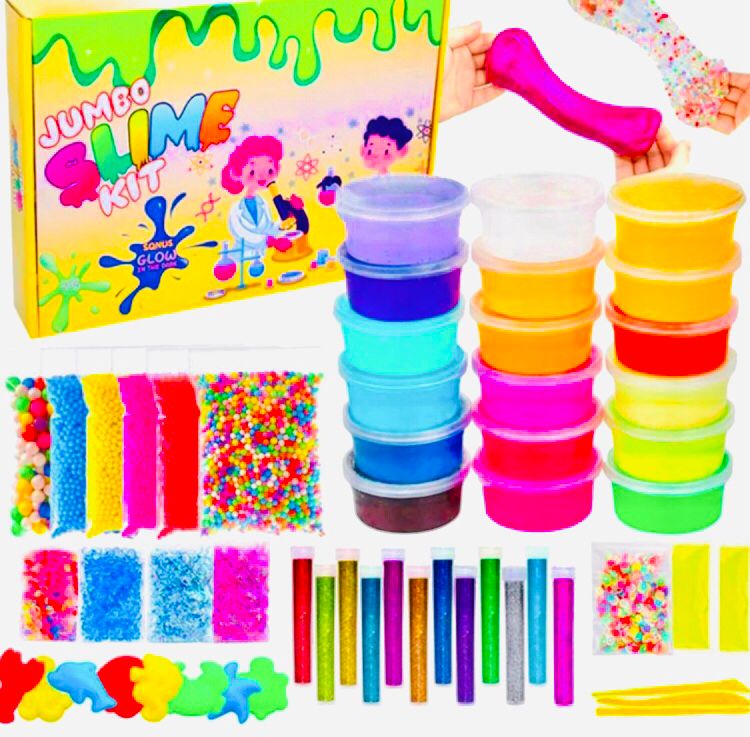 24 Slime pack & Water Gun & 12 Glitter bottle Orbeez ball and Orbeez ...