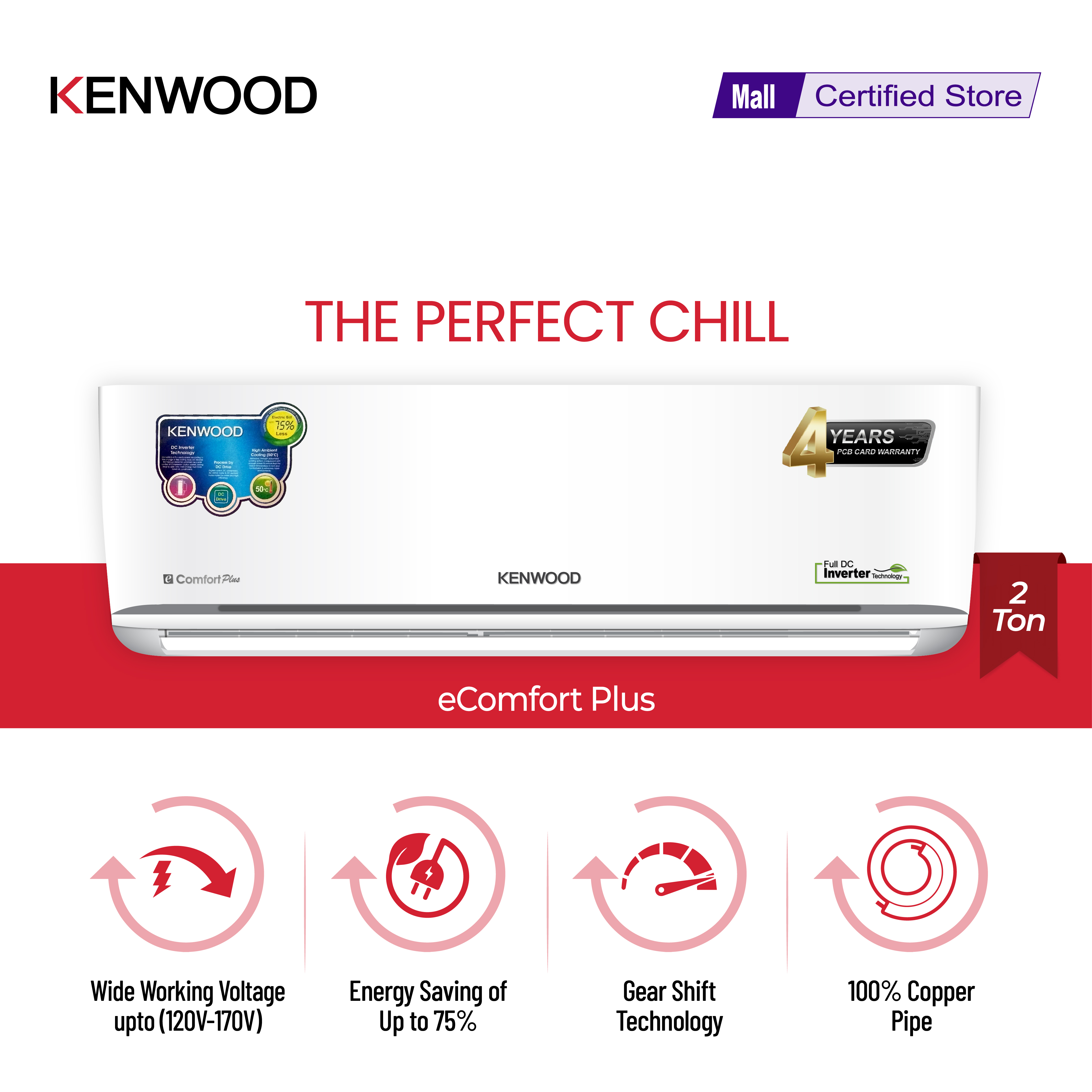 Kenwood Inverter Air Conditioner | Model KEC-2453S E-Comfort Plus | 2 ...