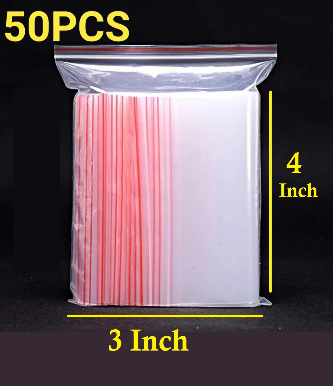50 PCS Resealable Air Tight ZipLock Transparent Closeable Bag - Size 3 ...