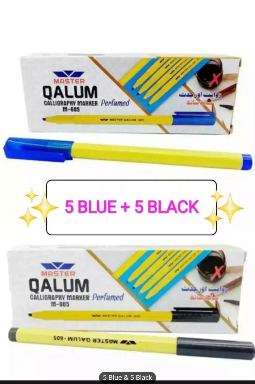 Master_ Urdu Qalum 605 - Calligraphy Marker - 10 Markers - Blue & Black ...