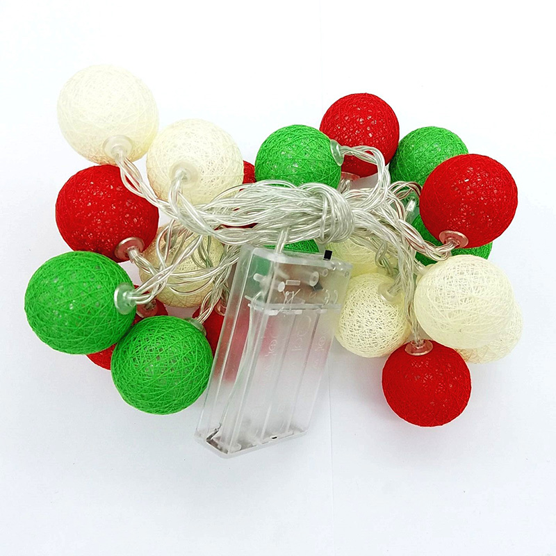 20 Leds Cotton Balls Lights LED Fairy Garland Ball Light Battery & USB ...