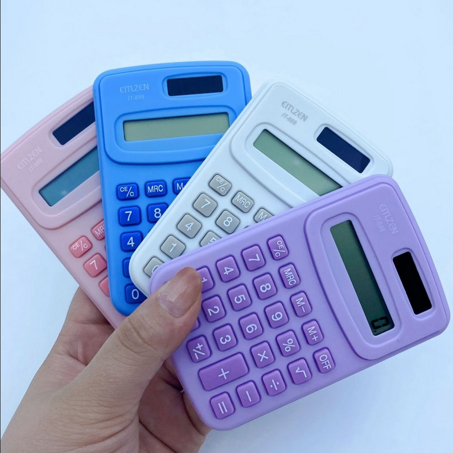 Pastel Color LCD 8-Digit Dual Power Desktop Portable Mini Calculator ...