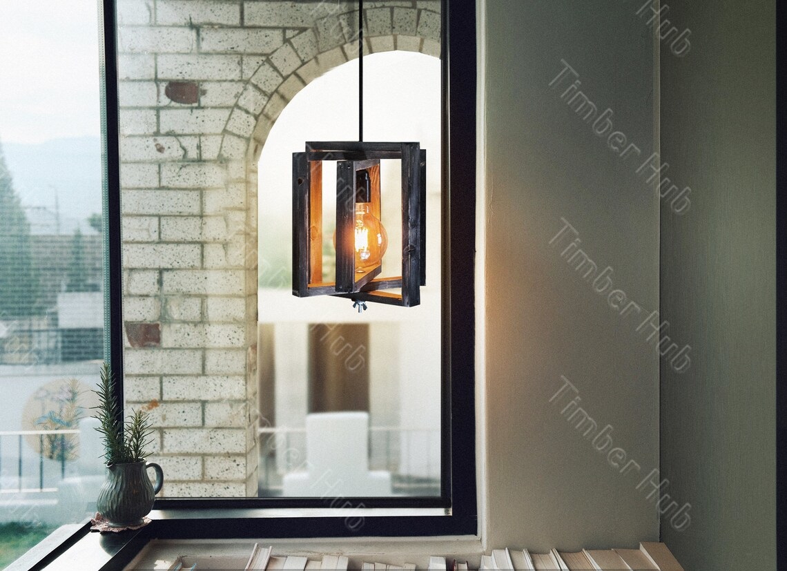 Wooden Square Hanging Celling Lamp, Pendant Light | Daraz.pk