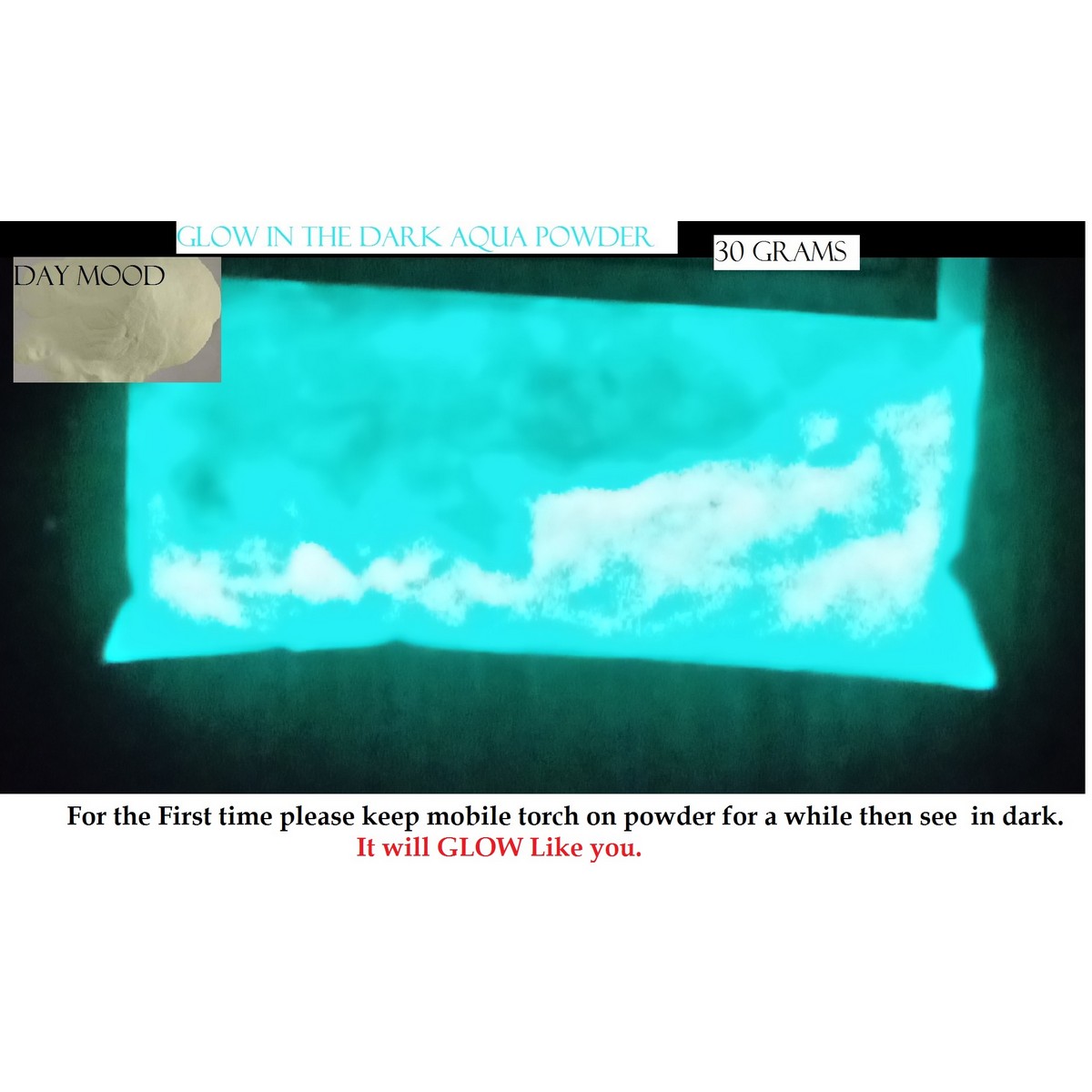 GLOW IN THE DARK AQUA POWDER FOR EPOXY RESIN (30 Grams) | Daraz.pk