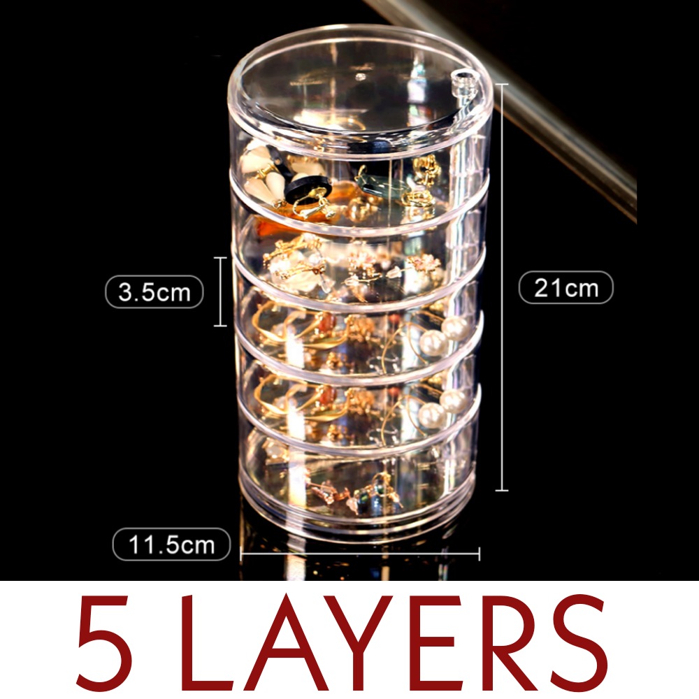 Acrylic Rotating Jewelry Organizer with Lid Transparent | Ear Rings ...