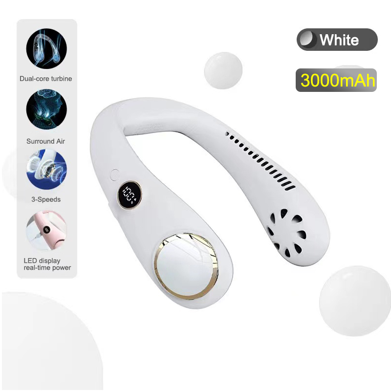 ARMICO LED Digital Display Portable Sports Leafless Neck Hanging Fan ...