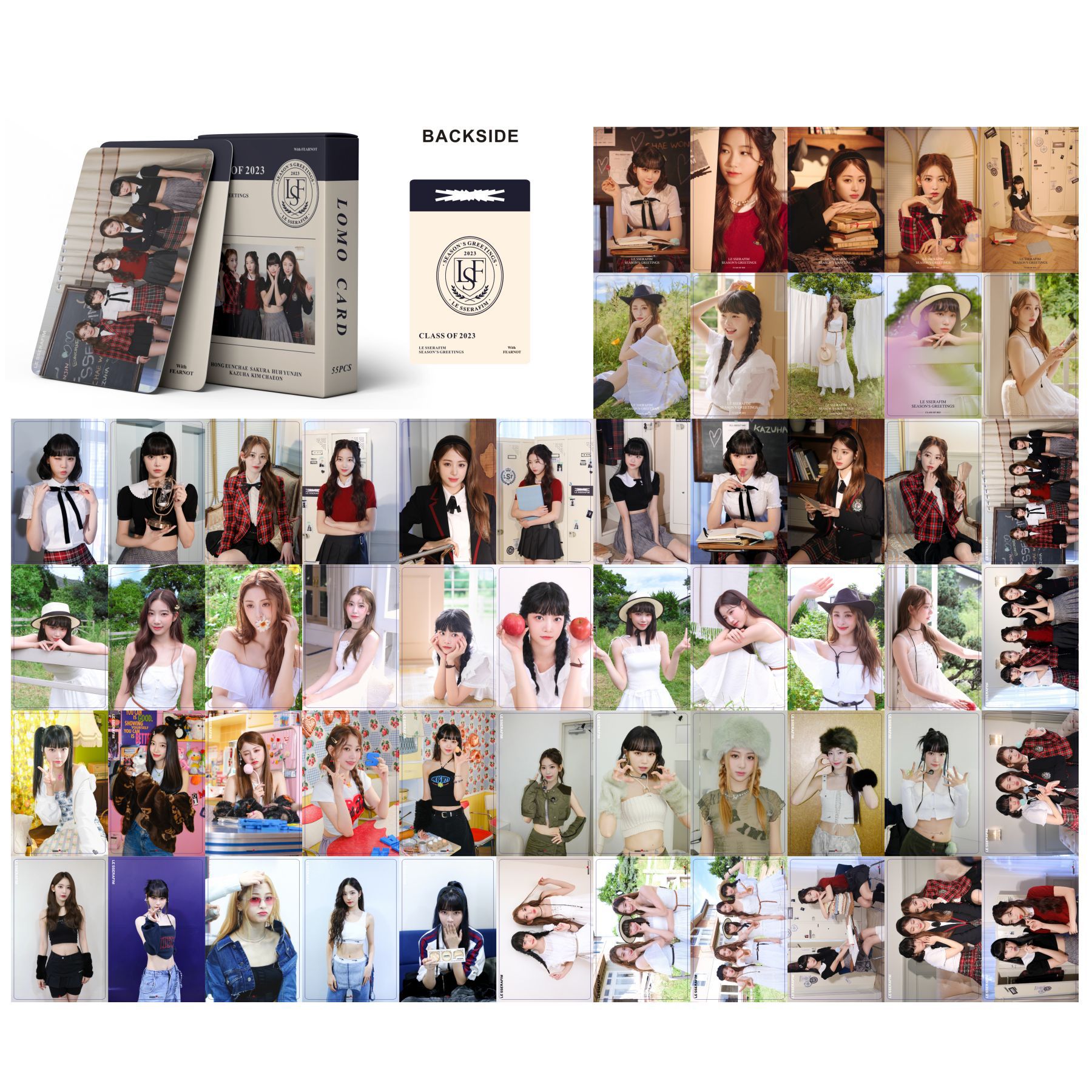 55pcs/box Kpop LE SSERAFIM 2023 SEASON'S GREETINGS Lomo Card Photocards for FEARNOT Gift | Daraz.pk