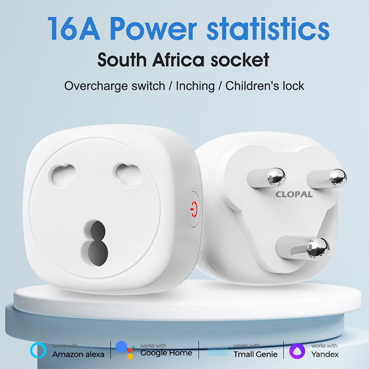 Clopal 3 Pin Plug To Eu Uk Outlet Power Monitor Smart Life 16A Universal Heavy Duty Tuya Smart ...