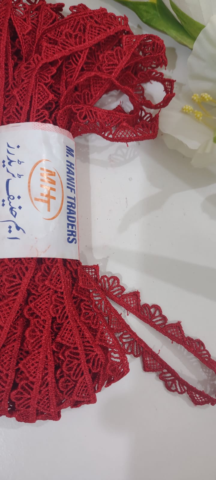 13 Gaz/yard RED color laces for Dupatta and shirt, Chicken Lace ...