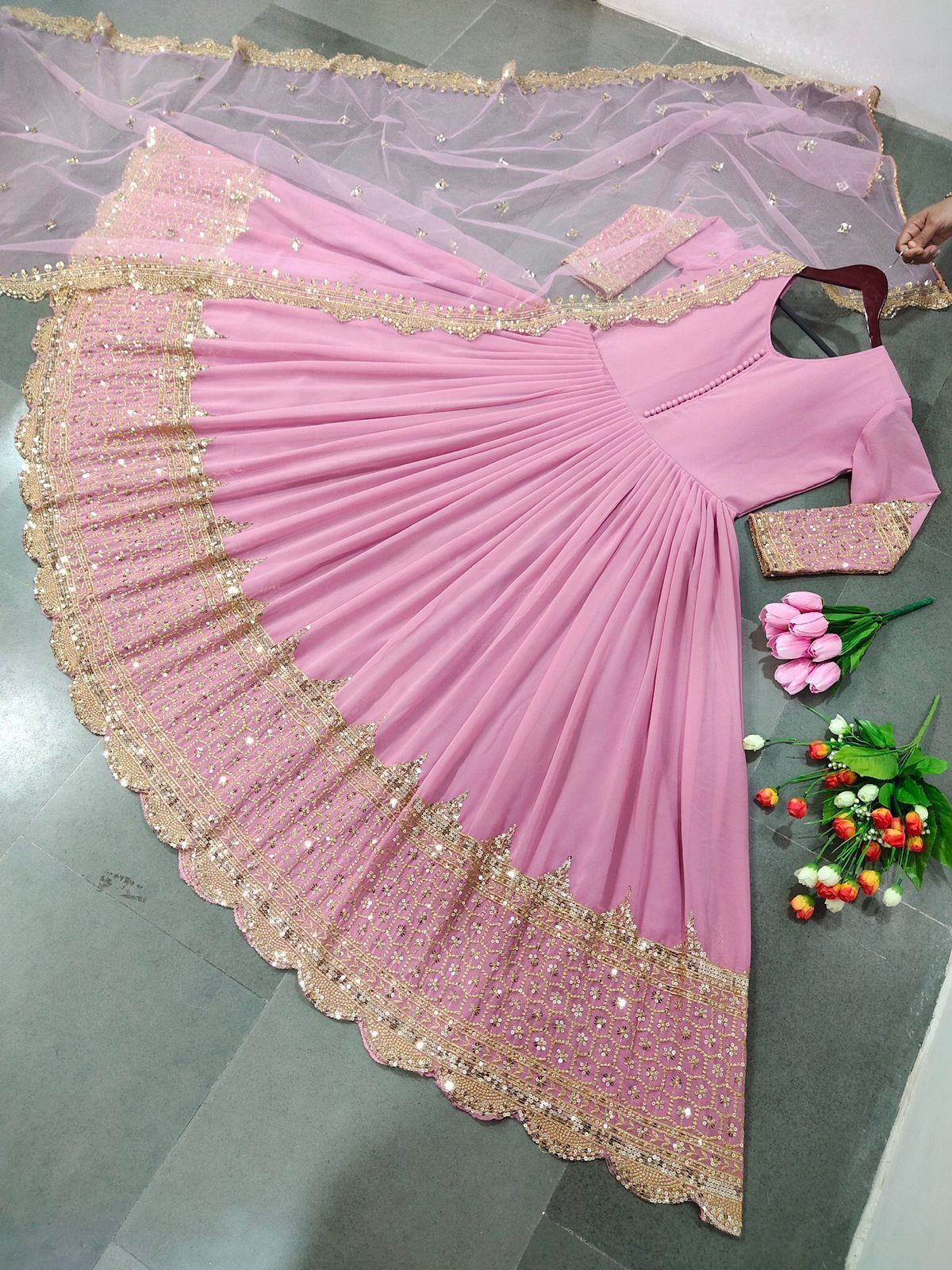 NC-06 3-Piece Embroidered Stitched Frock Set for Women - Elegant ...
