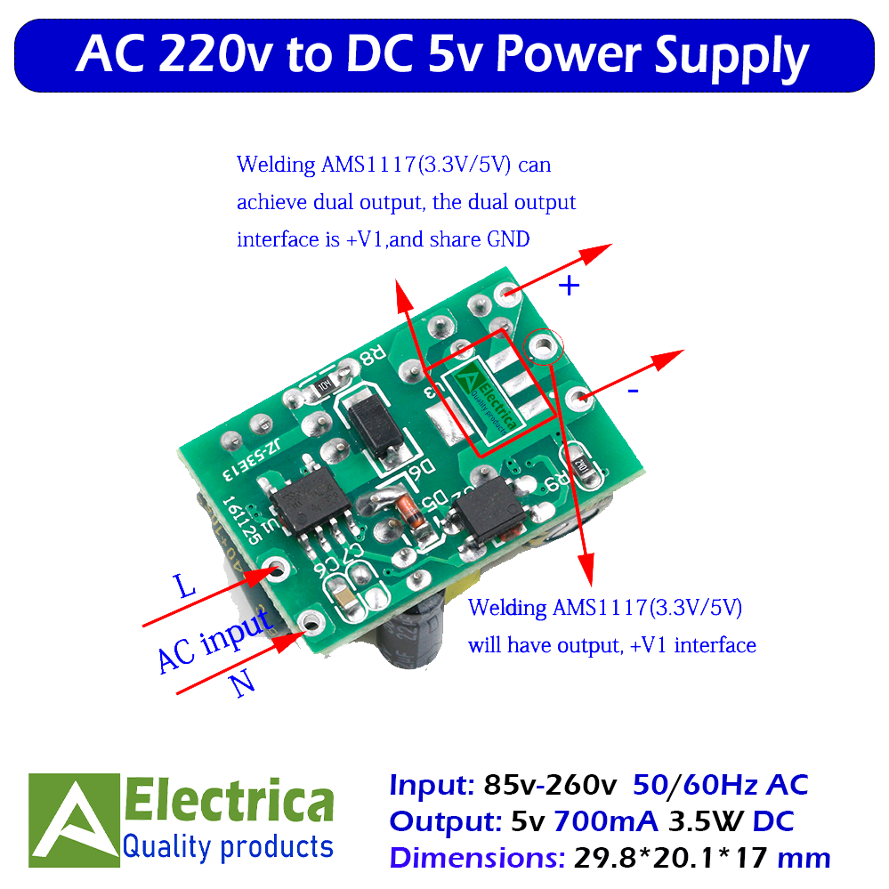 AC 220v to DC 5V 700mA 3.5W JZ-53E13 Isolated Power Supply Module By Electrica | Daraz.pk
