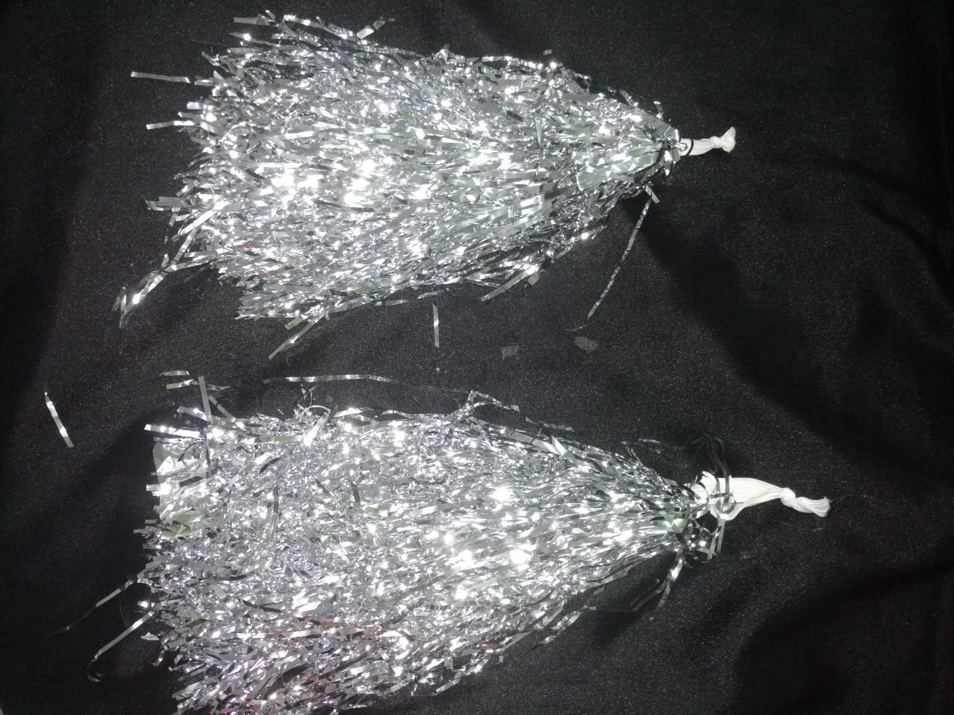 11 Pair approx 13 inch Long Silver Foil Cheerleader Pom Pom for kids ...