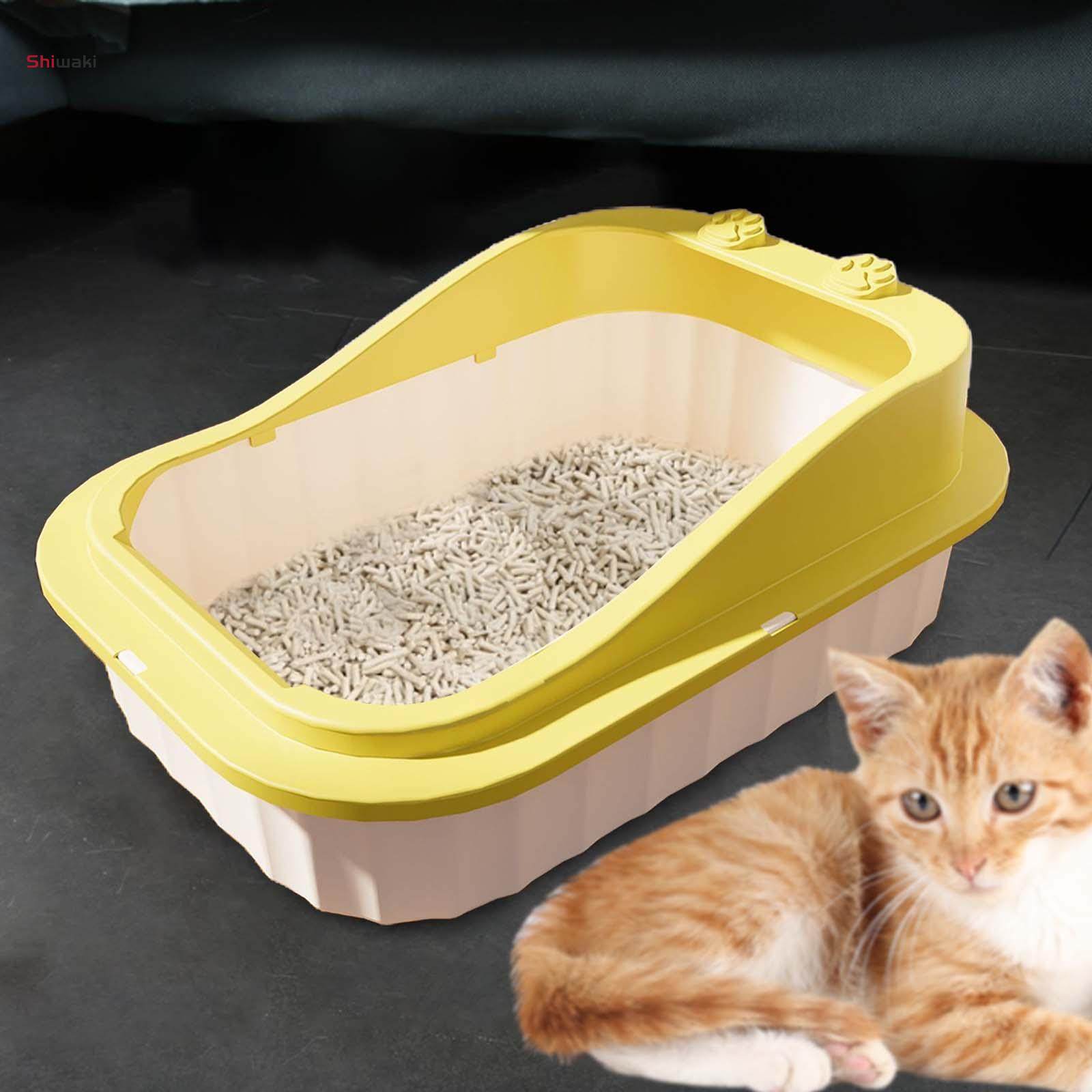 Cat Litter Box Kitty Litter Pan High Sided Splashproof Cat Sand Box ...