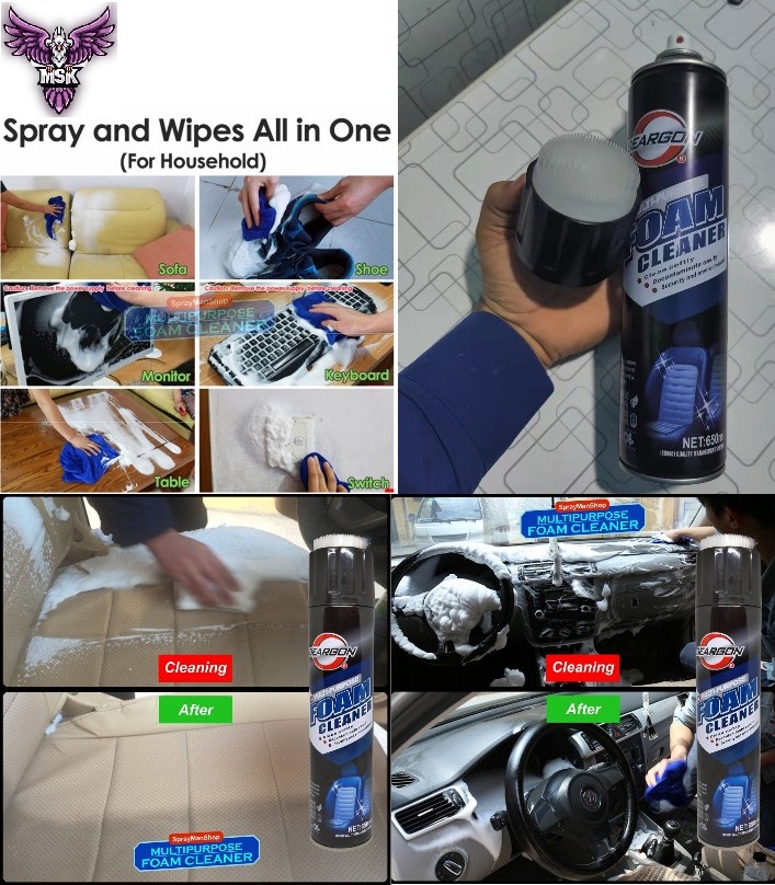 MSK Multipurpose Foam Cleaner Deargon Car Interior & Exterior And Household Foam Cleaner 650ml ...