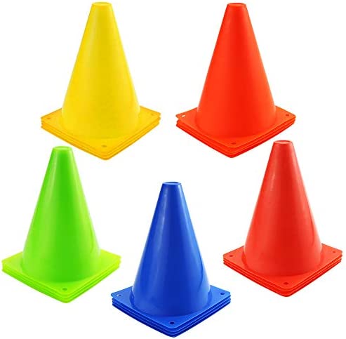6 Inch Plastic Agility Cones 4 Pack Set, Sports Soccer Flexible Cone ...