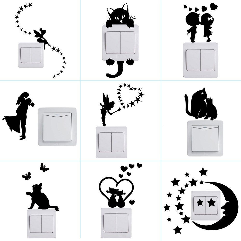 DIY Funny Cute Cat Dog Switch Stickers Wall Stickers Home Decoration ...